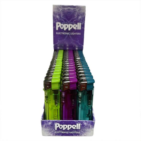 Box of Poppell Electronic Lighters - 45 in box - Spauls Wholesale